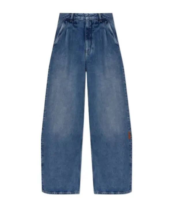 Off-White Pleated Wide-leg Jeans