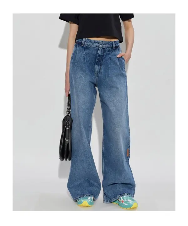 Off-White Pleated Wide-leg Jeans