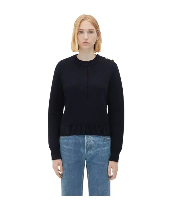 Bottega Veneta Wool Sweater With Metal Knot Buttons - Black