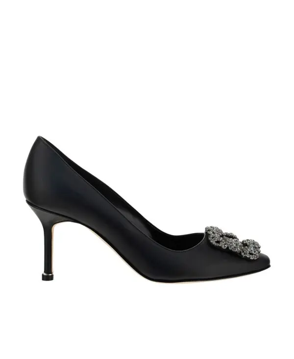 Manolo Blahnik 75mm Crystal-embellished Leather Pumps