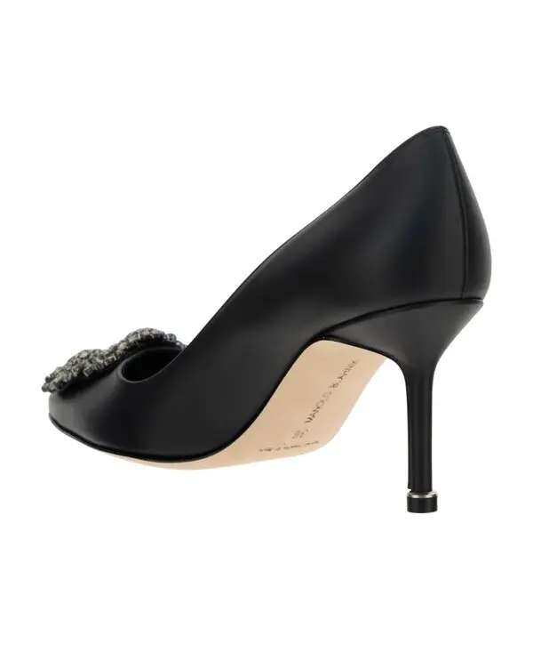 Manolo Blahnik 75mm Crystal-embellished Leather Pumps
