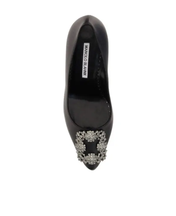 Manolo Blahnik 75mm Crystal-embellished Leather Pumps