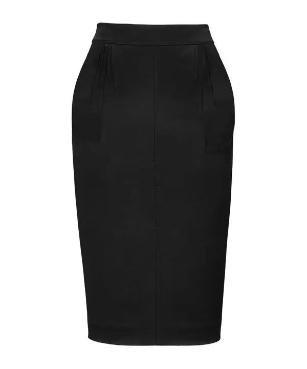 Saint Laurent Cassandre Satin Pencil Skirt