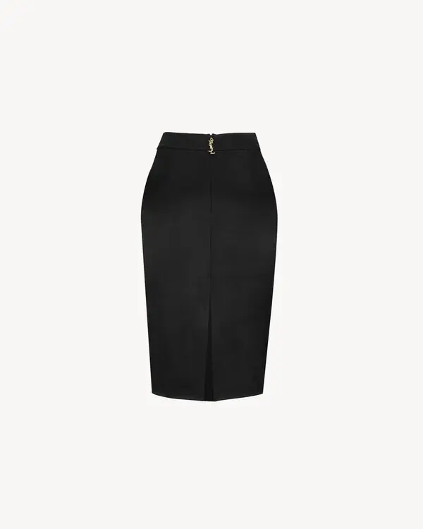 Saint Laurent Cassandre Satin Pencil Skirt