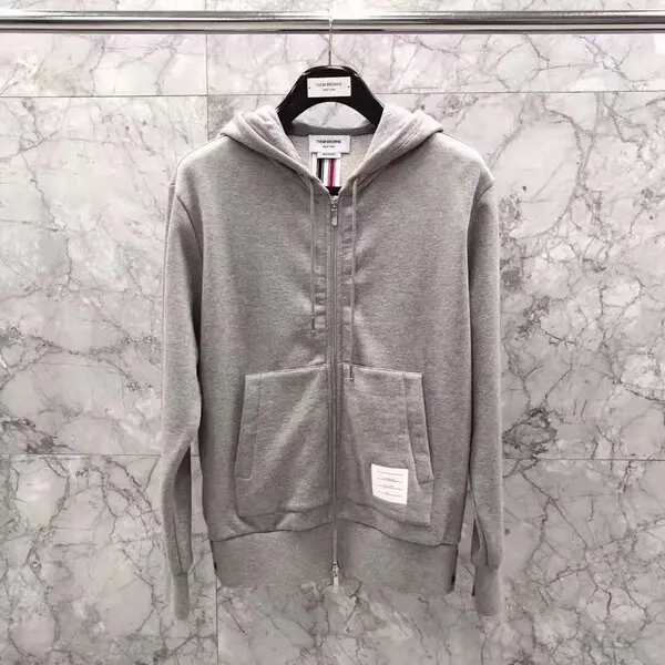 Thom Browne Rwb Stripe Zip-up Hooded Jacket