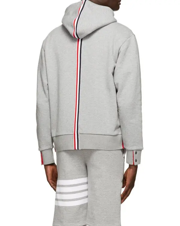 Thom Browne Rwb Stripe Zip-up Hooded Jacket