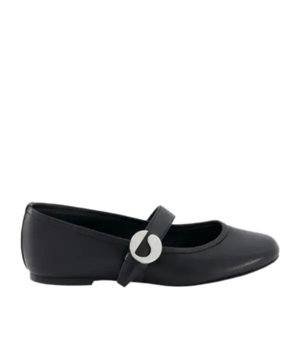 Coperni Ballerina Belted Flats With Silver-tone Logo Buckle - Black