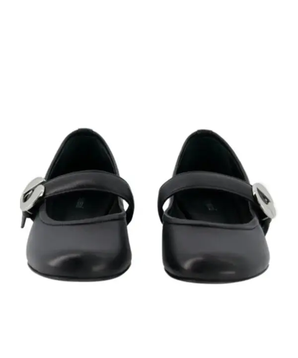 Coperni Ballerina Belted Flats With Silver-tone Logo Buckle - Black
