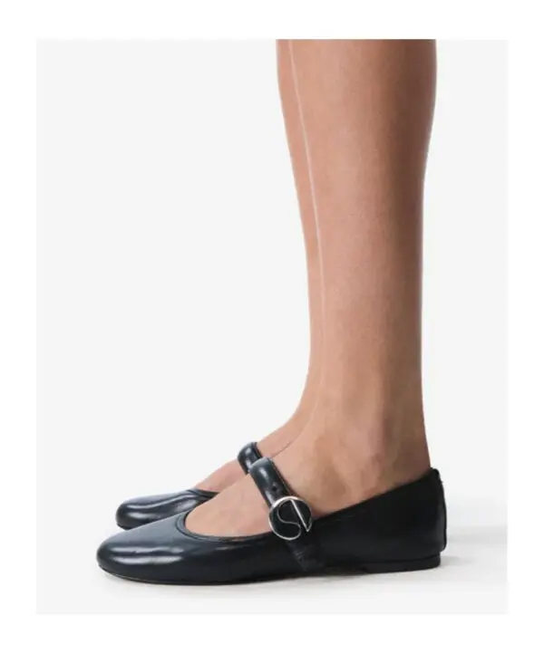 Coperni Ballerina Belted Flats With Silver-tone Logo Buckle - Black