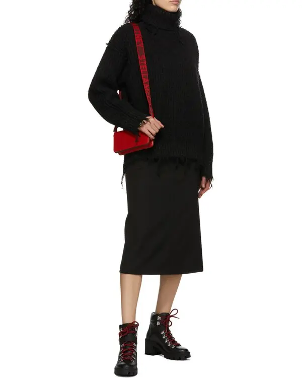Moncler Knitted Pullover With High Neck And Distressed Hems
