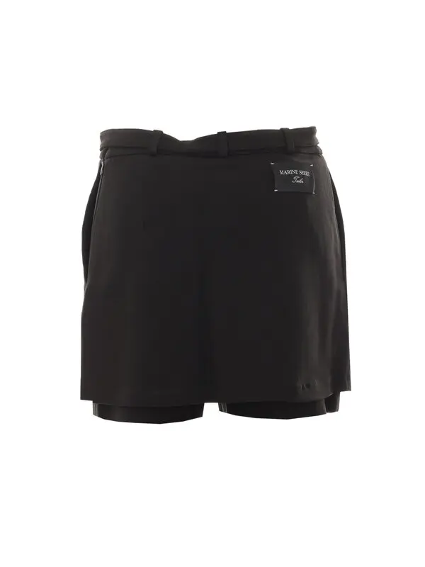 MARINE SERRE Belted Shorts With Moon Plaque Logo