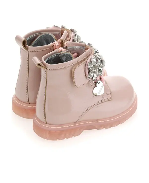 Monnalisa Embellished Lace-up Ankle Boots