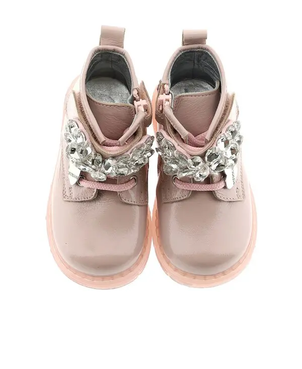 Monnalisa Embellished Lace-up Ankle Boots