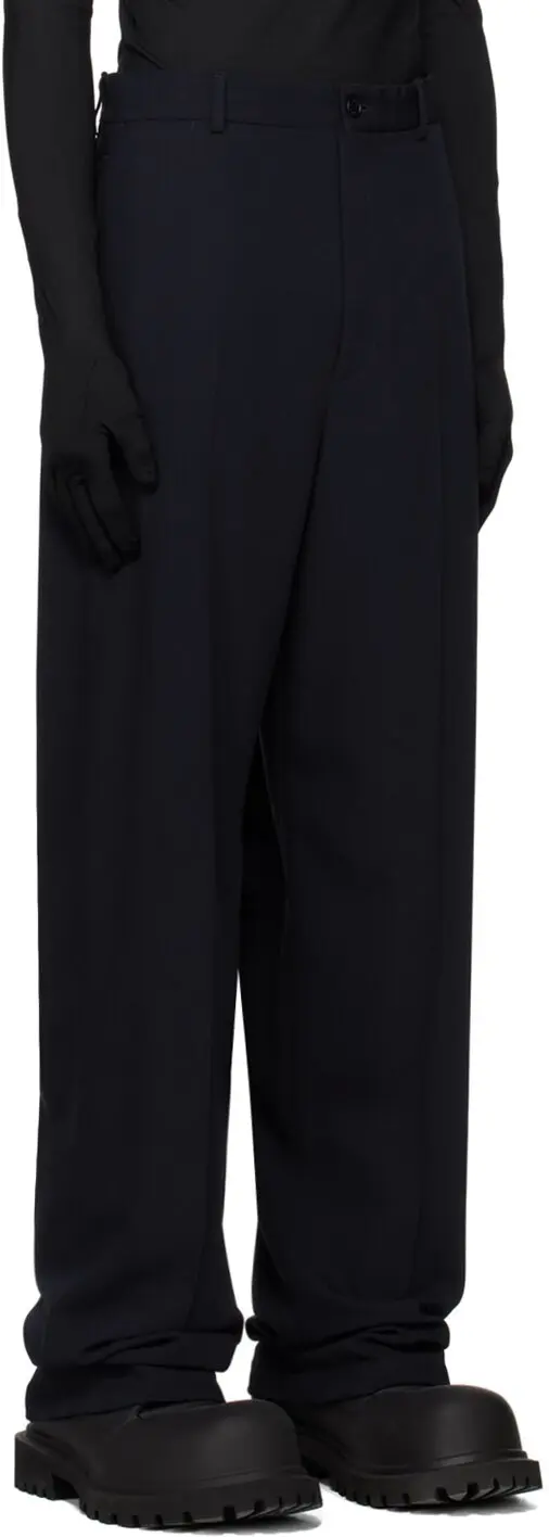 Balenciaga Large Fit Tailored Stretch Wool Twill Trousers - Black
