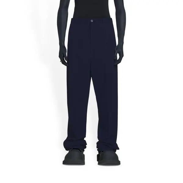 Balenciaga Large Fit Tailored Stretch Wool Twill Trousers - Black