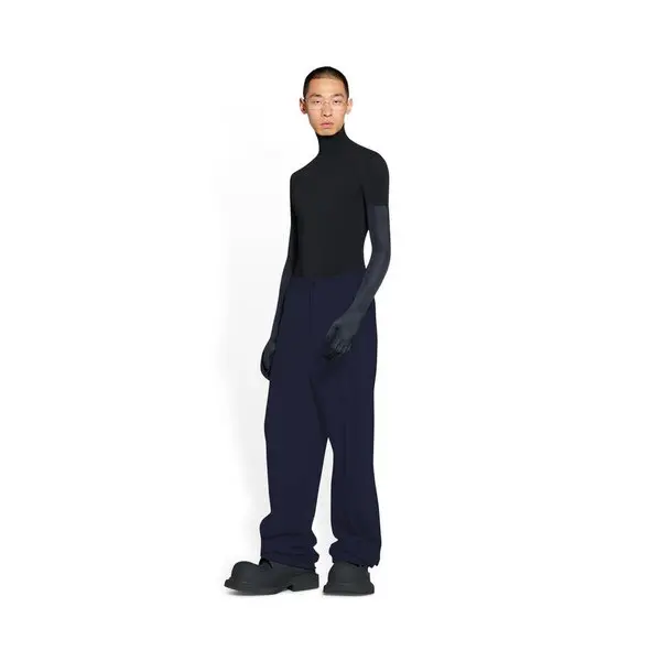 Balenciaga Large Fit Tailored Stretch Wool Twill Trousers - Black