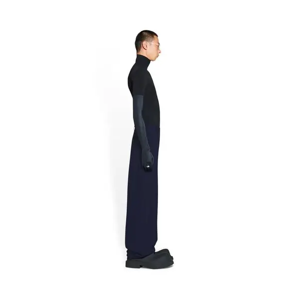 Balenciaga Large Fit Tailored Stretch Wool Twill Trousers - Black