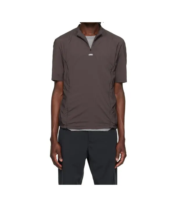 AMOMENTO Stand Collar Zip T-shirt