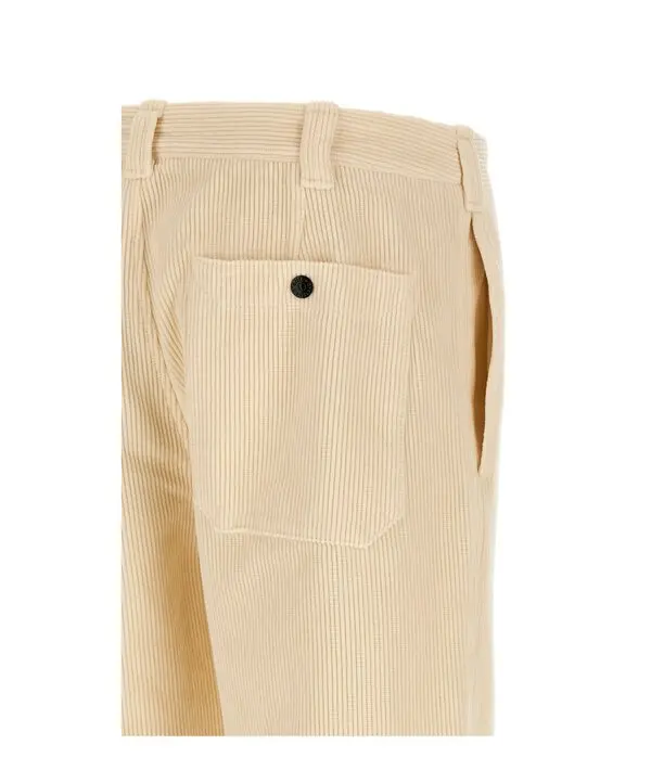 Stone Island Logo Patch Corduroy Cargo Pants - Ivory
