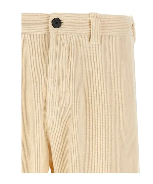 Stone Island Logo Patch Corduroy Cargo Pants - Ivory