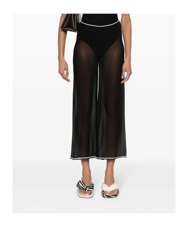 BODE Contrast Trim Cropped Wide-leg Pants