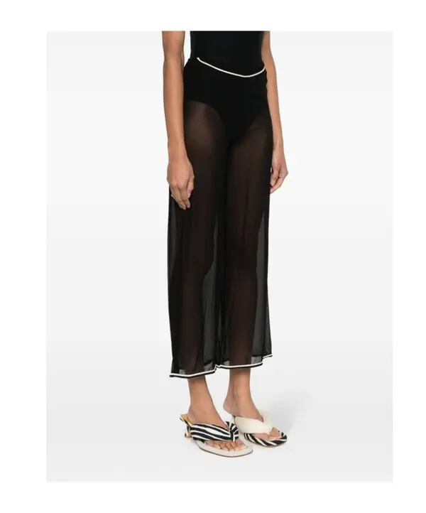 BODE Contrast Trim Cropped Wide-leg Pants