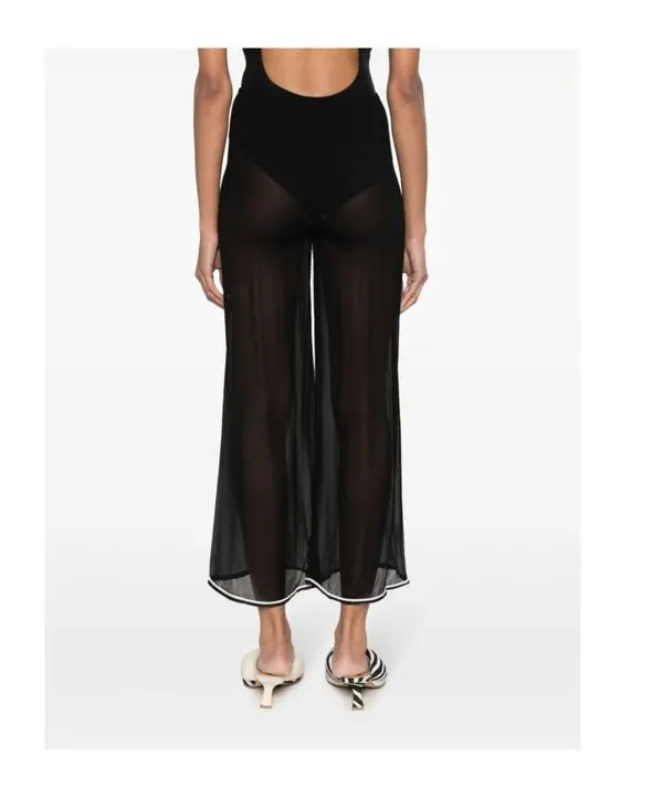 BODE Contrast Trim Cropped Wide-leg Pants