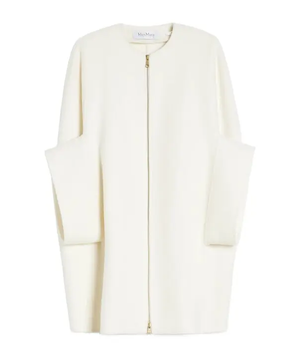Max Mara Placido Zip-up Crewneck Short-sleeved Coat - White