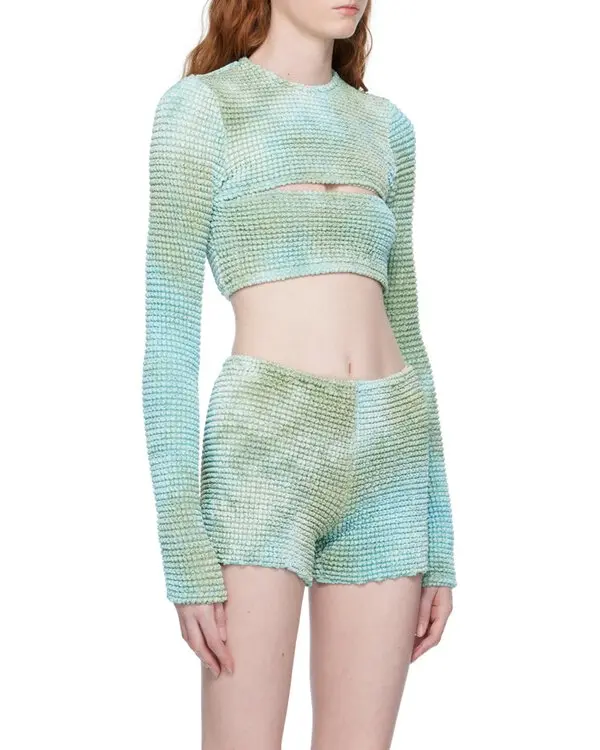 Off-White Double Cut-out Long-sleeved Top - Green