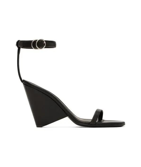 COURREGES Oblique Wedge Sandals With Double Buckle Ankle Strap