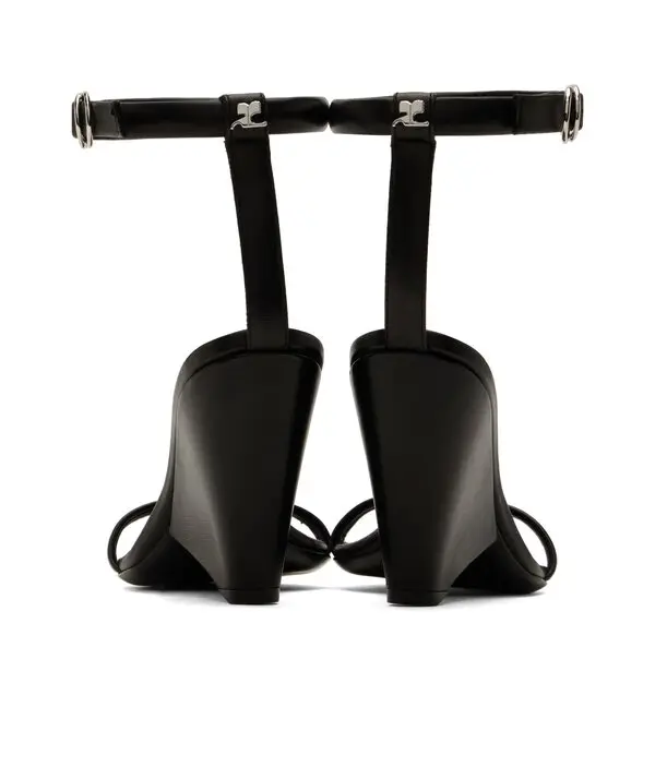 COURREGES Oblique Wedge Sandals With Double Buckle Ankle Strap