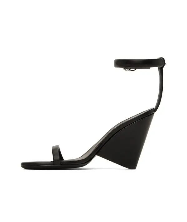 COURREGES Oblique Wedge Sandals With Double Buckle Ankle Strap