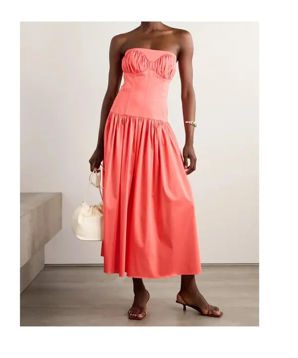 Tove Strapless Pleated Dress