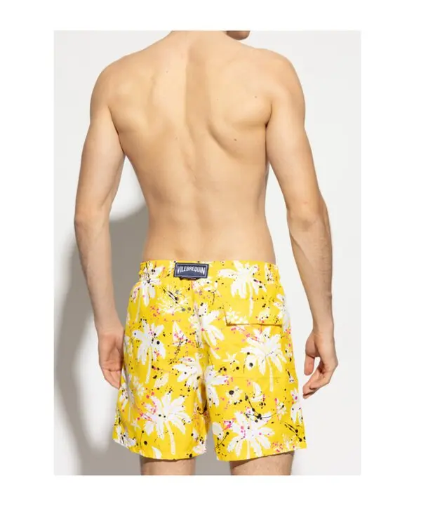 Palm Angels X Vilebrequin Graphic Print Swim Shorts - Yellow