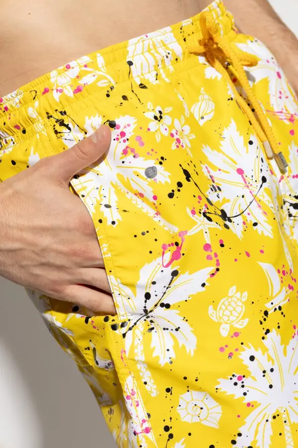 Palm Angels X Vilebrequin Graphic Print Swim Shorts - Yellow