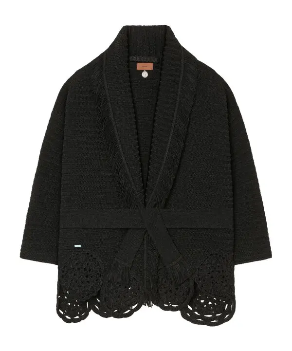 Alanui Long-sleeved Knitted Cardigan With Tassels And Cutout Details