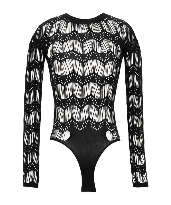 Saint Laurent Ladder-knit Crewneck Bodysuit