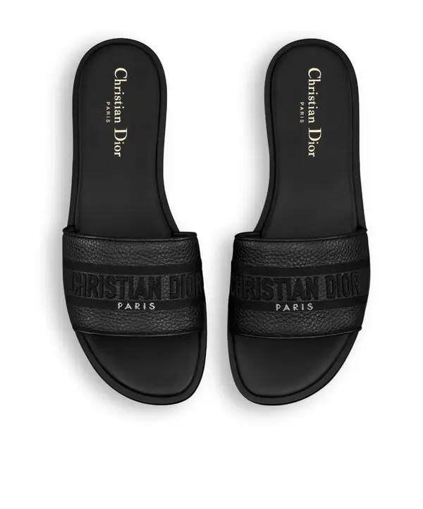 Dior Dway Slide Sandals With Logo Detailing - Black