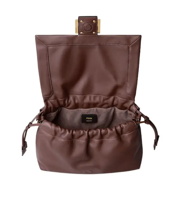 Fendi Mamma Baguette Medium Shoulder Bag With Ff Clasp - Reddish Brown