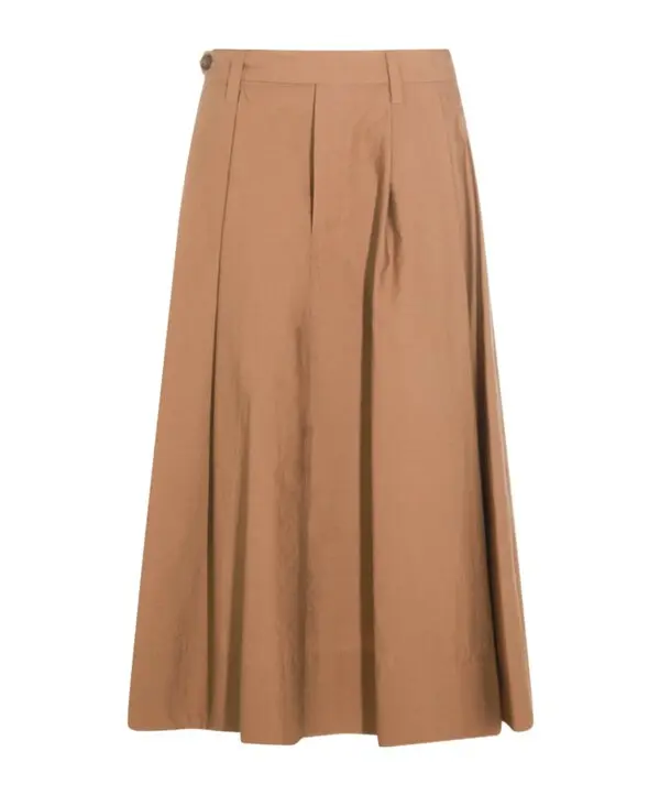 Brunello Cucinelli Pleated Midi Skirt - Brown