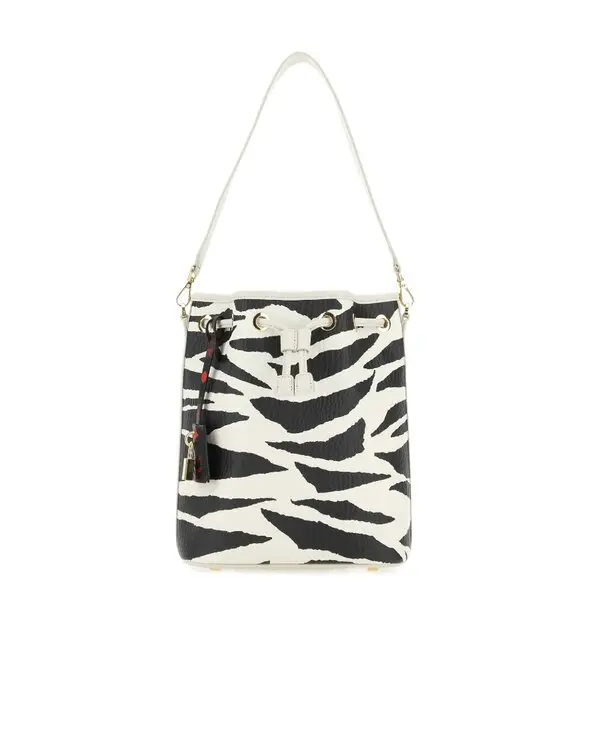 Mcm Zebra-printed Ruched Tote Bag - White