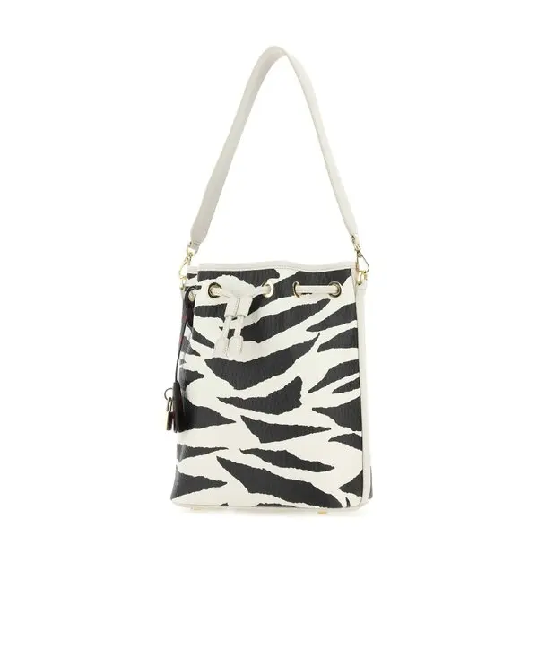 Mcm Zebra-printed Ruched Tote Bag - White