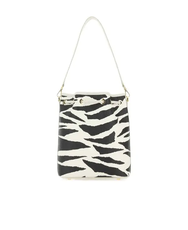 Mcm Zebra-printed Ruched Tote Bag - White