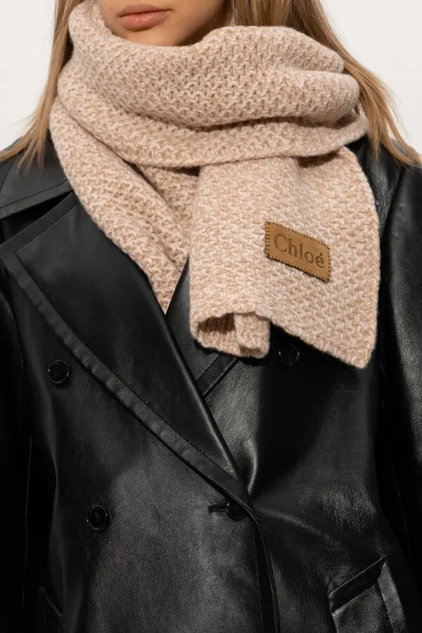 Chloé Logo Patch Knitted Scarf