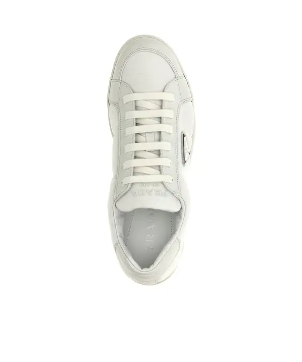 Prada Downtown Triangle-logo Lace-up Sneakers - White