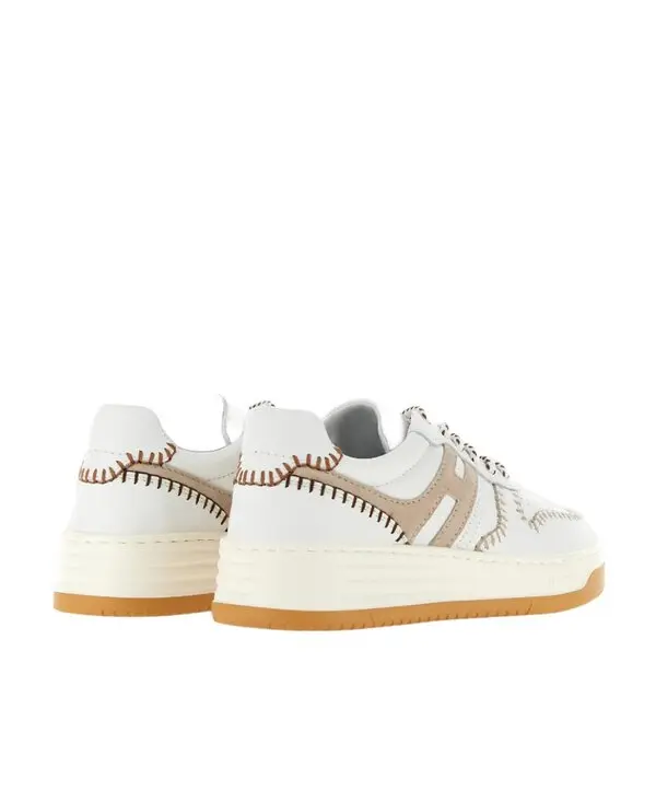 Hogan H630 Lace-up Sneakers With Embossed Detailing - White