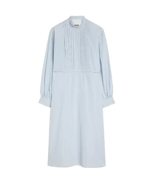JIL SANDER Long-sleeve Midi Shirt Dress With Pleated Sleeves