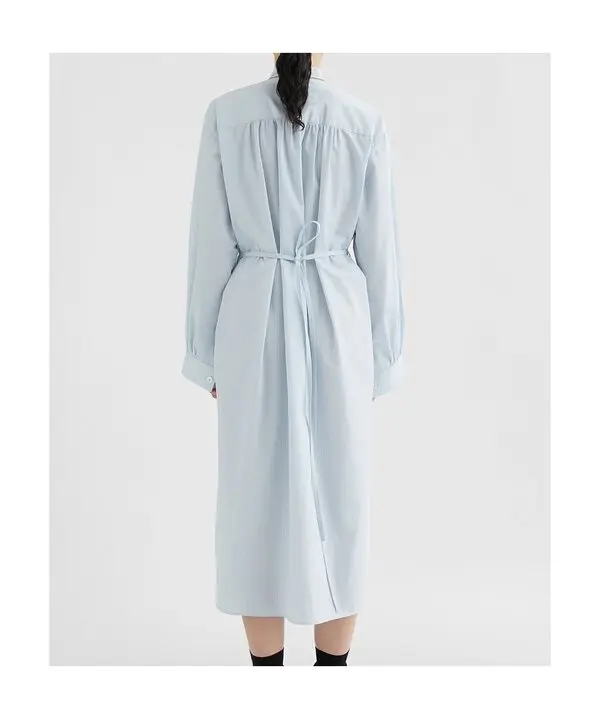 JIL SANDER Long-sleeve Midi Shirt Dress With Pleated Sleeves