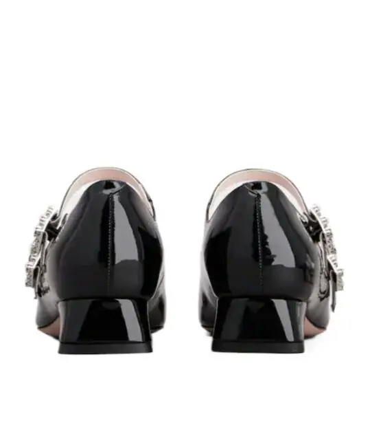 ROGER VIVIER Trés Vivier Strass Buckle Mini Babies Ballerinas In Patent Leather