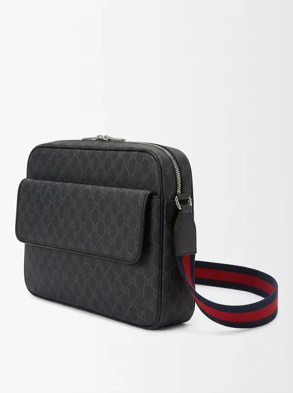 Gucci Monogrammed Zipped Crossbody Bag - Black